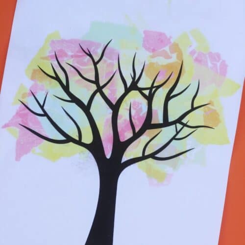Bleeding Tissue Paper Fall Tree Craft (FREE TEMPLATE) - Crafts on Sea