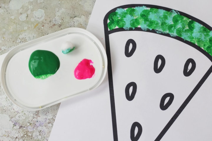 Pom Pom Painted Watermelon Craft - Crafts on Sea