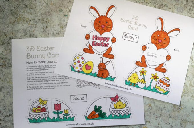 Free Easter Bunny Card Template (3D Printable for Kids) - Crafts on Sea