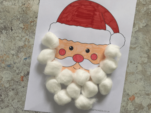 Cotton Ball Santa Craft (Uses FREE Template) - Crafts on Sea
