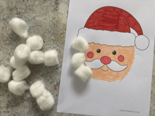 Cotton Ball Santa Craft (Uses FREE Template) - Crafts on Sea