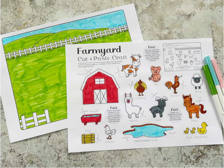 Farm Animals Cut and Paste Craft (Free Printable PDF) - Crafts on Sea