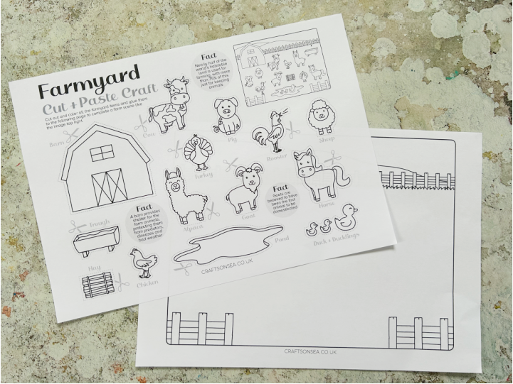 Farm Animals Cut and Paste Craft (Free Printable PDF) - Crafts on Sea