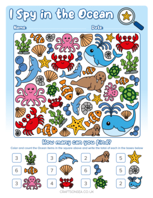 Ocean I Spy: FREE Printable Activity - Crafts on Sea