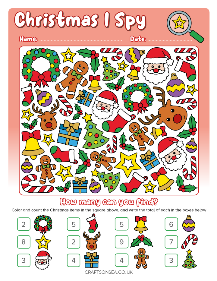 Free Christmas I Spy Printable For Kids - Crafts on Sea