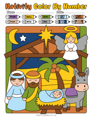 Nativity Color By Number Printables (Free PDF) - Crafts on Sea