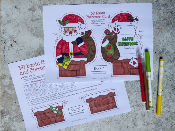 Free Printable Santa Christmas Card For Kids To Color - Crafts on Sea