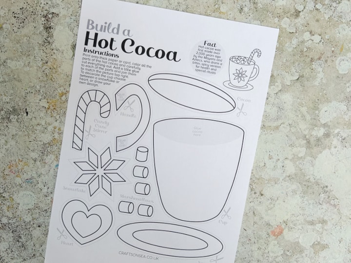 Printable Cut and Paste Hot Chocolate Craft (FREE PDF) - Crafts on Sea