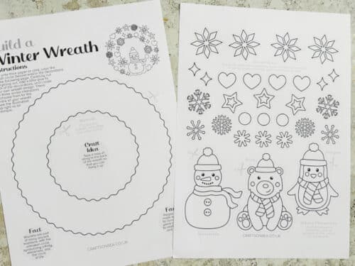 Winter Wreath Craft for Kids (Free Printable Template) - Crafts on Sea