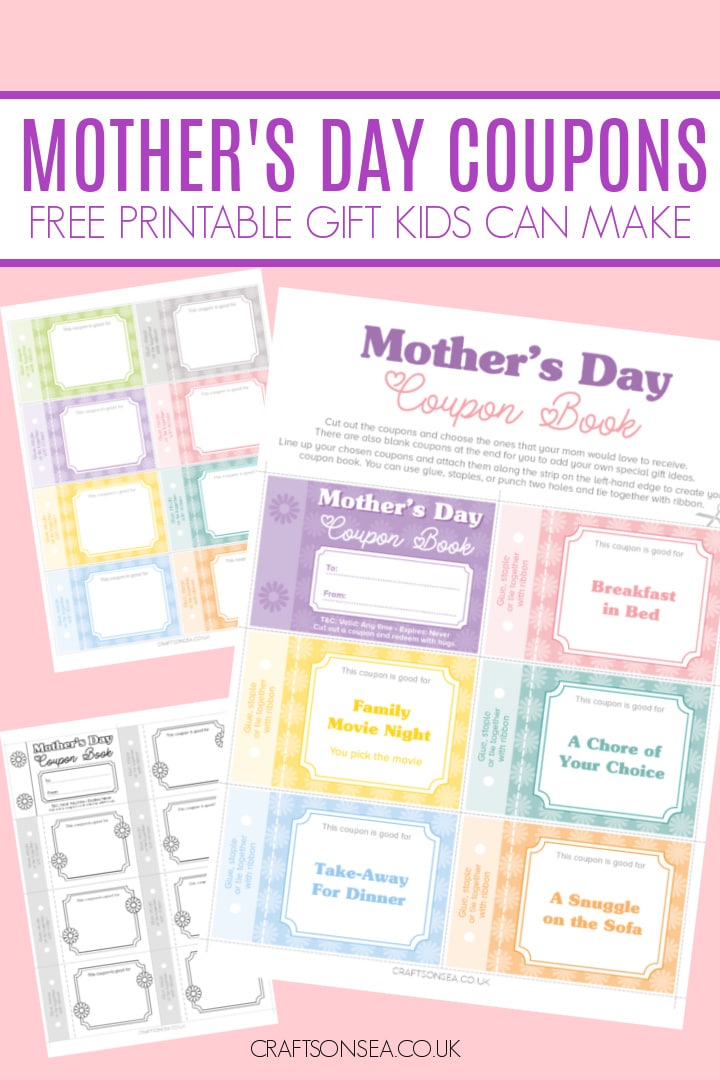 Free Printable Mother’s Day Coupons (Color + Black and White) - Crafts ...