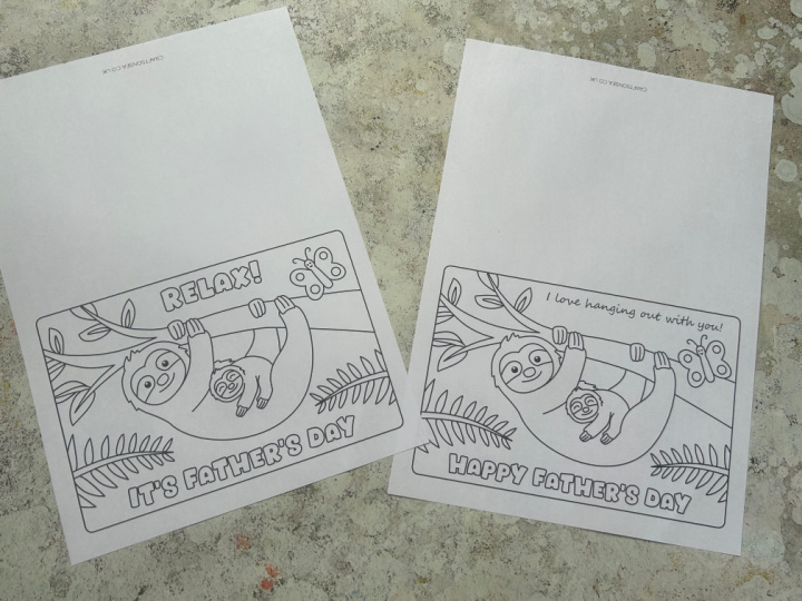 Free Sloth Father’s Day Card Printable to Color - Crafts on Sea