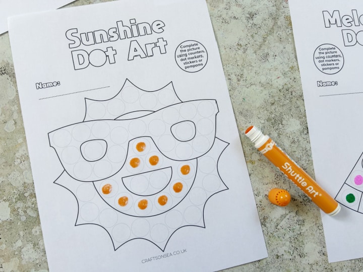 Summer Dot Marker Printables (Free PDF for Kids) - Crafts on Sea