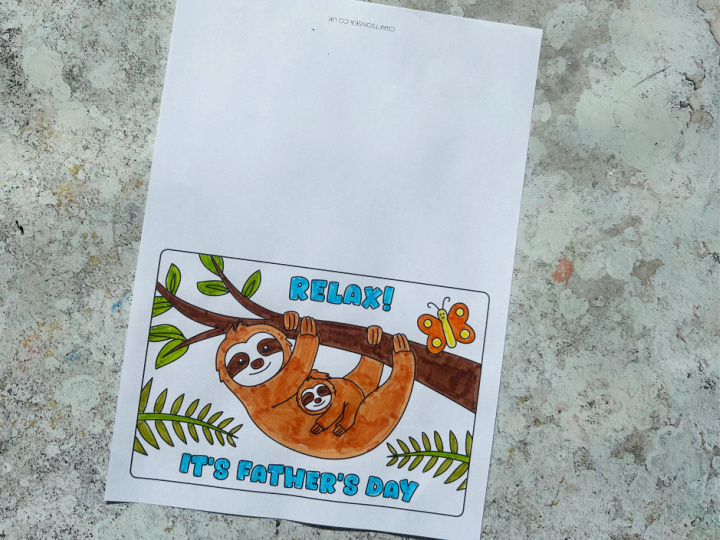 Free Sloth Father’s Day Card Printable to Color - Crafts on Sea