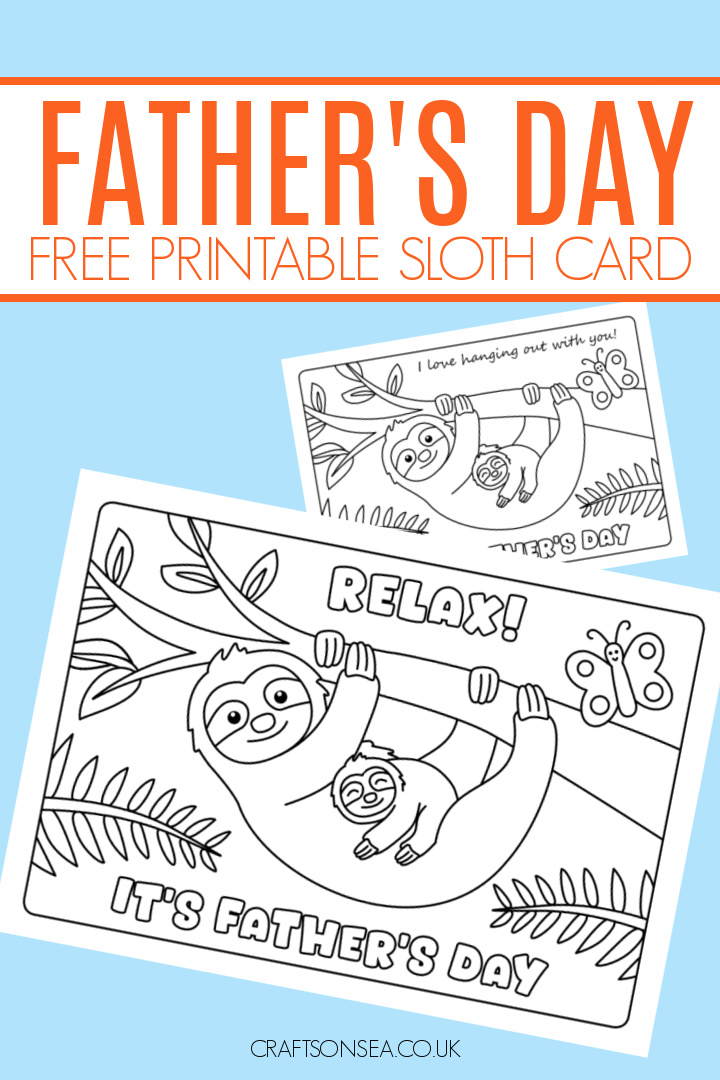 Free Sloth Father’s Day Card Printable to Color - Crafts on Sea